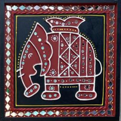 Traditional Lippan Art Elephant – Traditional Mural Craft of Kutch, Gujarat